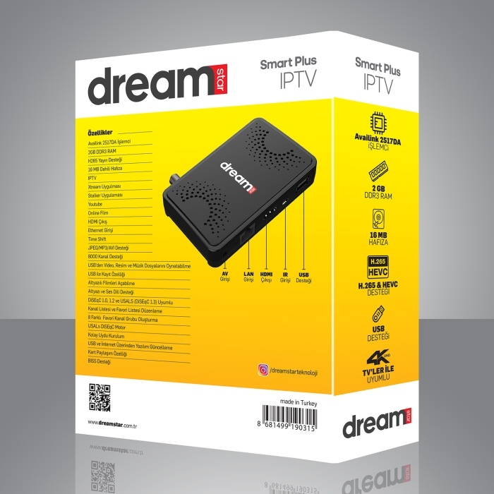 Dreamstar Smart Plus Iptv H.265 Hevc Hd Uydu Alıcısı - Fullsat Toptan ve Perakende Satış Noktası-
